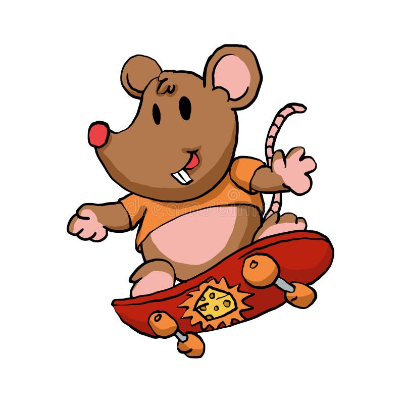 Mouse Skater Performing a Trick Stock Vector - Illustration of eating ...