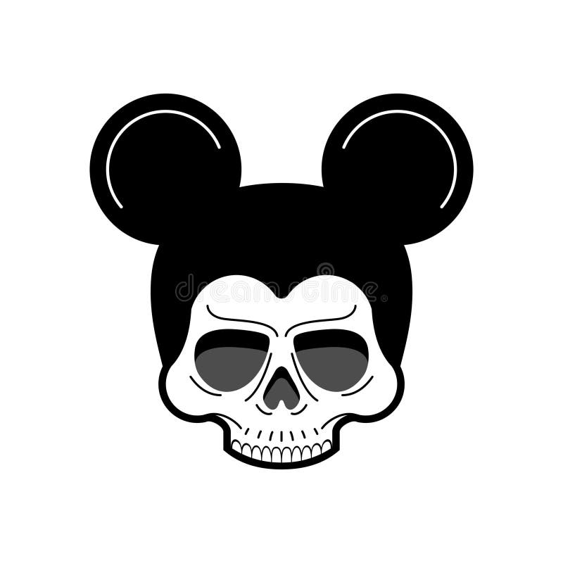 Mouse Skull Isolated. Rat Skeleton Head with Ears Stock Vector ...