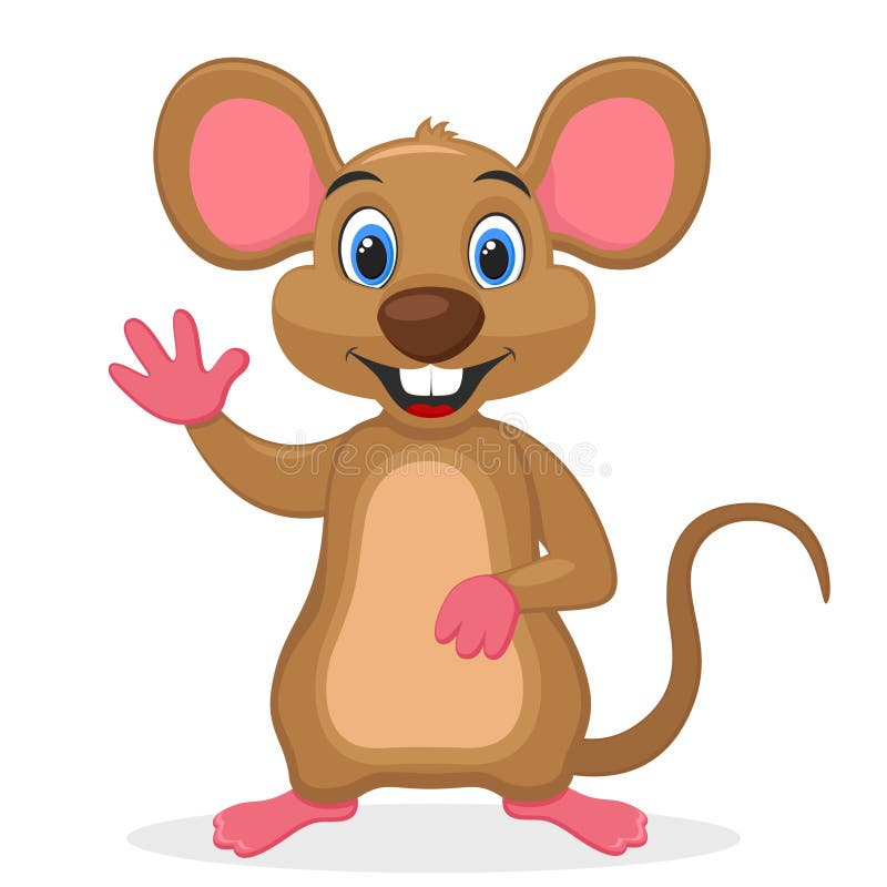 Mouse Smiles and Waves a Friendly Paw on a White Background. Character ...