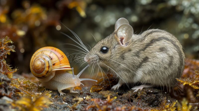 A Mouse and a Snail are in the Same Area, AI Stock Image - Image of ...