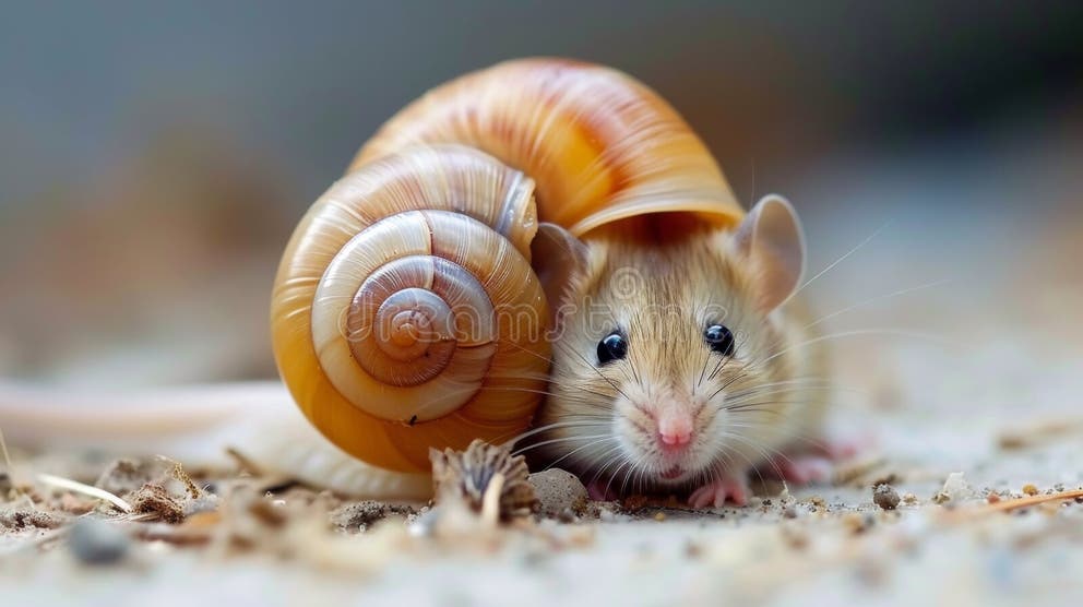 A Mouse with a Snail Shell on Its Back, AI Stock Photo - Image of ...