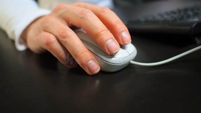 Mouse 10. Soft Focus To Hand of the Man Clicking Middle Mouse Button ...