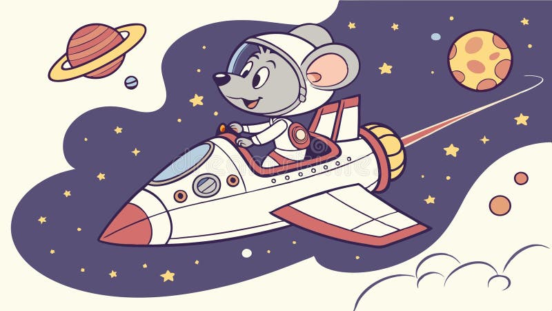 Mouse in Spaceship, Interstellar Travel Design Element Vector Design ...