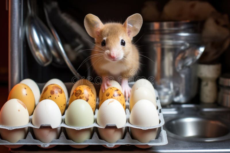 Mouse Standing on a Fridge Egg Tray, Staring at the Camera Stock Image ...