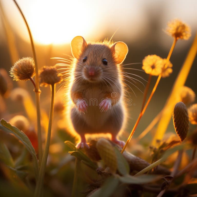 A Mouse is Standing in the Grass with Sun Shining, AI Stock ...