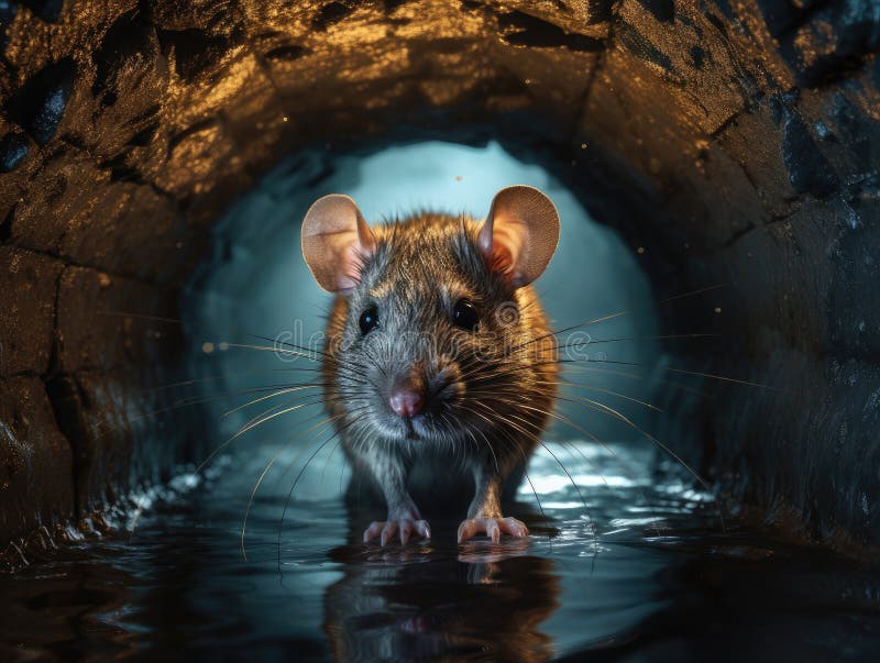 A Mouse Standing in a Tunnel Stock Illustration - Illustration of ...