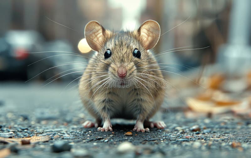 Mouse Stands on City Street. City Rat on the Prowl Stock Photo - Image ...