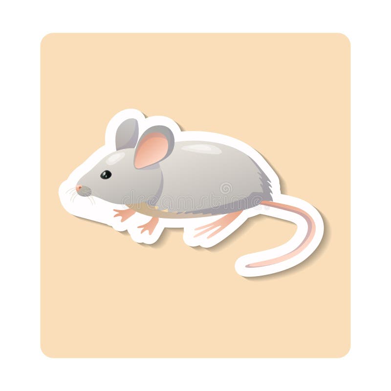 Mouse Sticker Illustration. Animal, Ears, Tail, Nose. Editable Vector ...