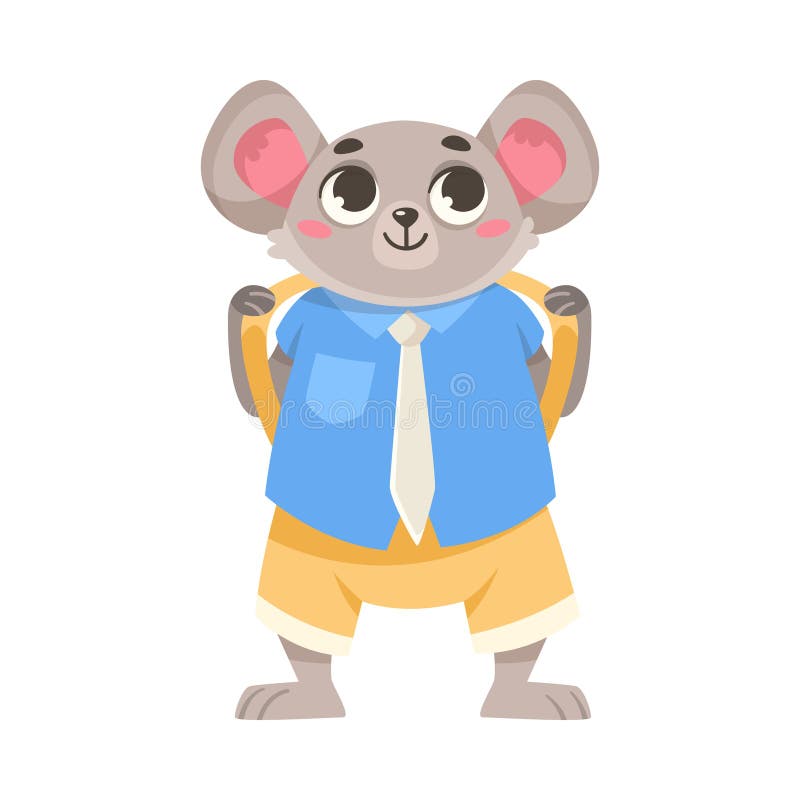 Mouse Student Standing with Backpack Studying at School Vector ...