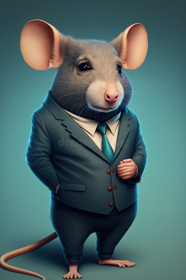Mouse with Suit and Blue Tie on Blue Background, Created Using ...