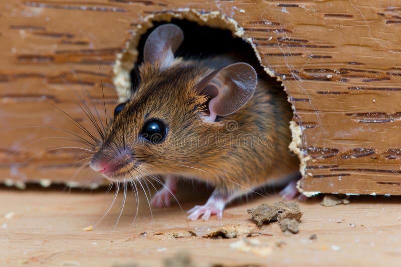 Mouse Surveying Room from a Hole in Plasterboard Stock Image - Image of ...