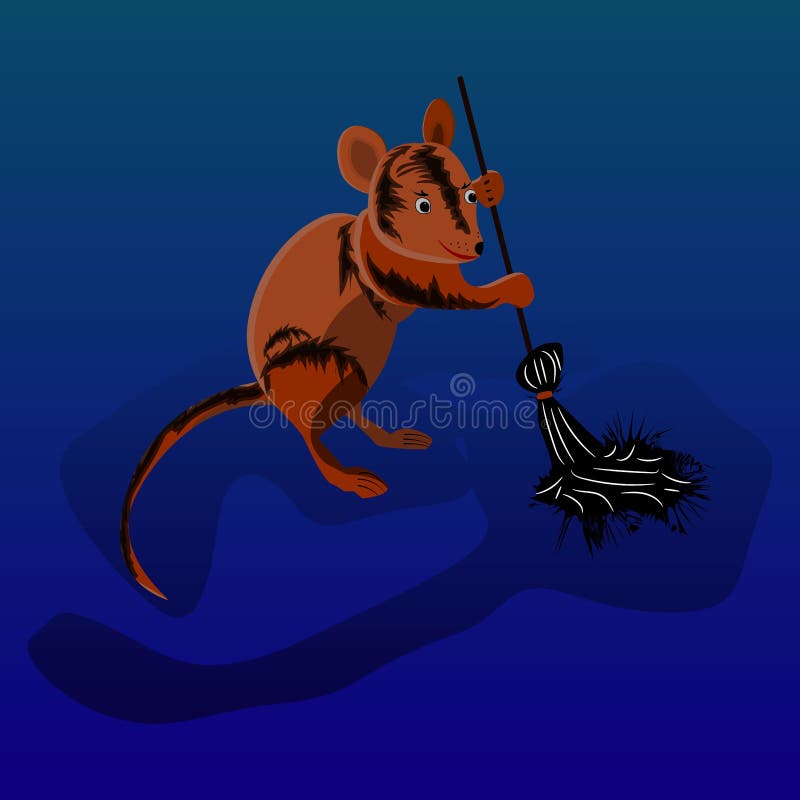 Janitor Ant Sweeps Broom Fallen Leaves from Footpath Stock Vector ...