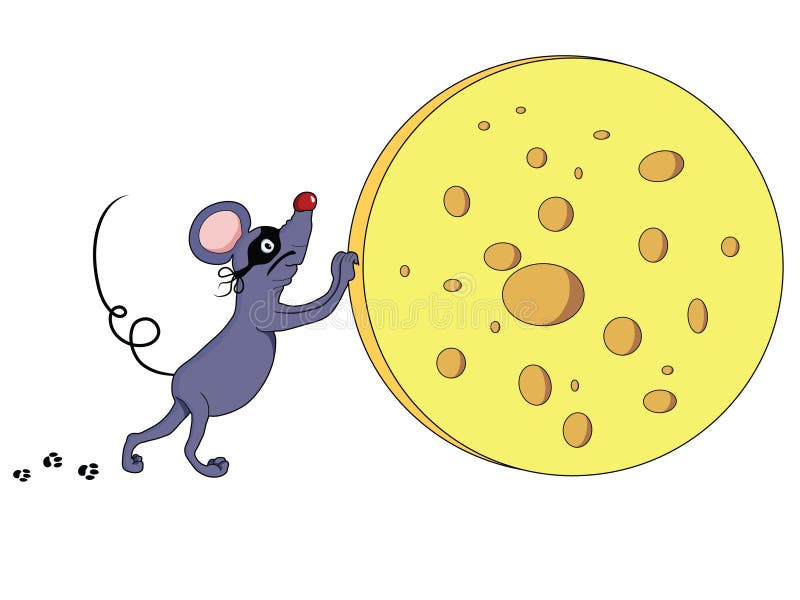 Mouse thief stealing chees stock vector. Illustration of loot - 19214898
