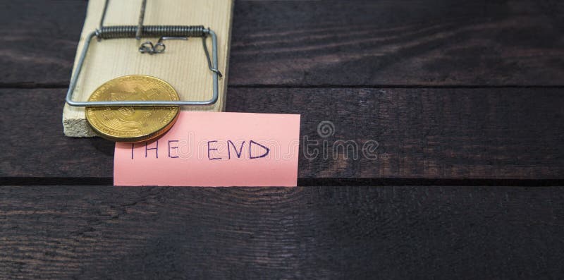 Mouse Trap, Bitcoin and the Word: the END. Stock Image - Image of cash ...