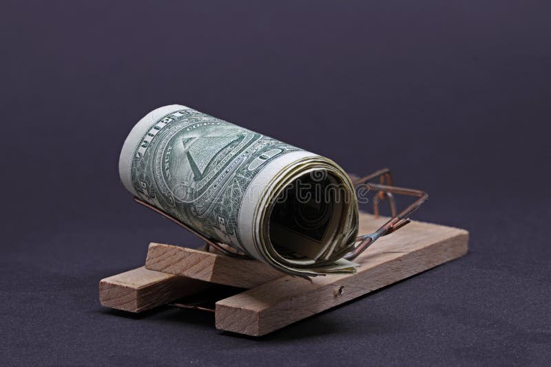 Mouse Trap with a Money Bait Stock Photo - Image of wood, currency ...