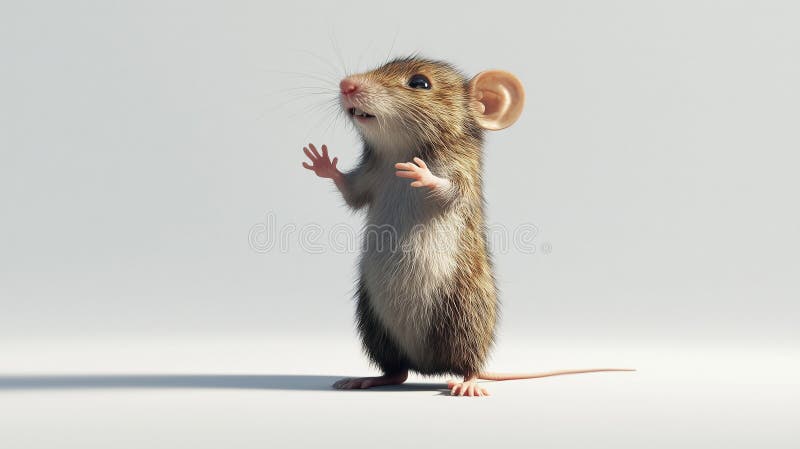 A Mouse Using Its Front Paws To Make a Gesture while Standing on Its ...