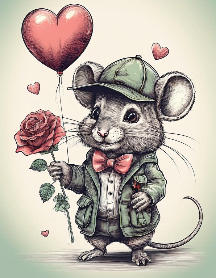 Mouse Valentine Birthday Cartoon Stock Image - Image of rose, mouses ...