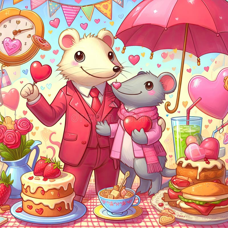 Mouse Valentine s Day stock illustration. Illustration of cute - 301429536