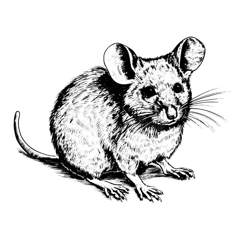 Mouse Vector Drawing. Isolated Hand Drawn, Engraved Style Illustration ...