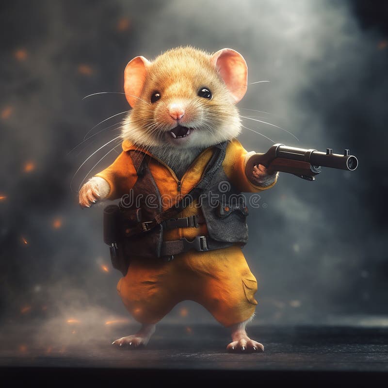 Mouse with Weapon As If in Battle. Created Using Ai Generative. Stock ...