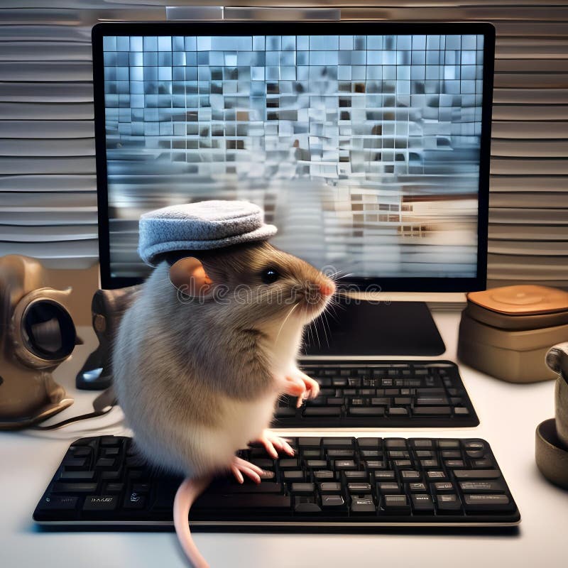 A Mouse Wearing a Detective Hat and Analyzing a Digital Puzzle on a ...