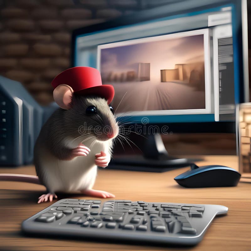 A Mouse Wearing a Detective Hat and Analyzing a Digital Puzzle on a ...
