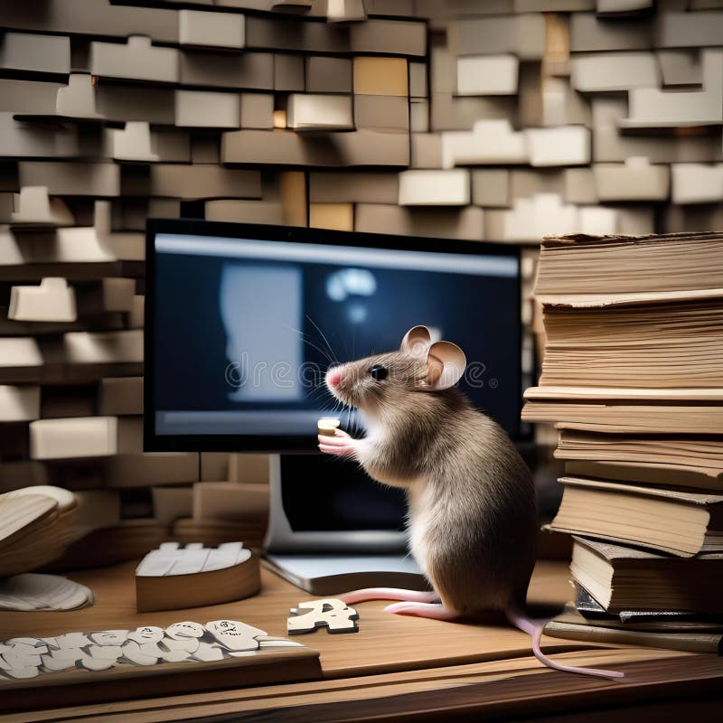 A Mouse Wearing a Detective Hat and Analyzing a Digital Puzzle on a ...