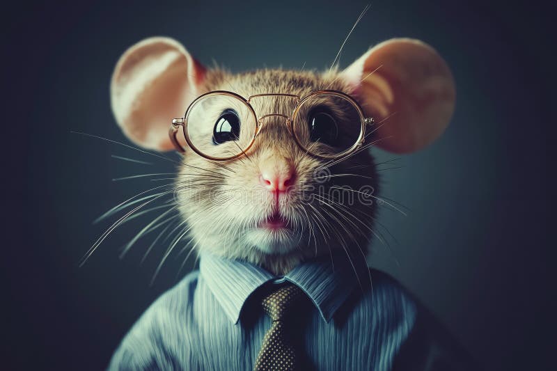 A Mouse Wearing Glasses and a Tie Stock Image - Image of accessory ...