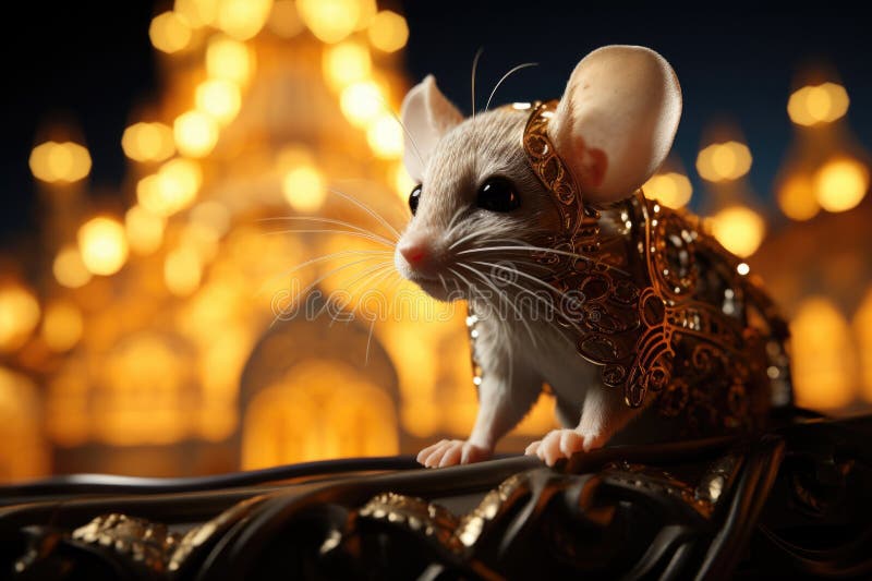 A Mouse Wearing a Gold Costume Sits on a Chair, AI Stock Image - Image ...
