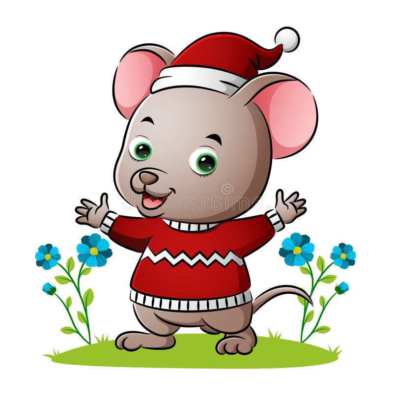The Mouse is Wearing the Sweater and Waving the Hands Stock Vector ...