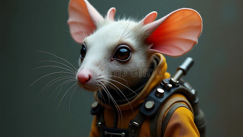 Mouse Wearing Yellow Jacket and Backpack Looking Intently Forward Stock ...