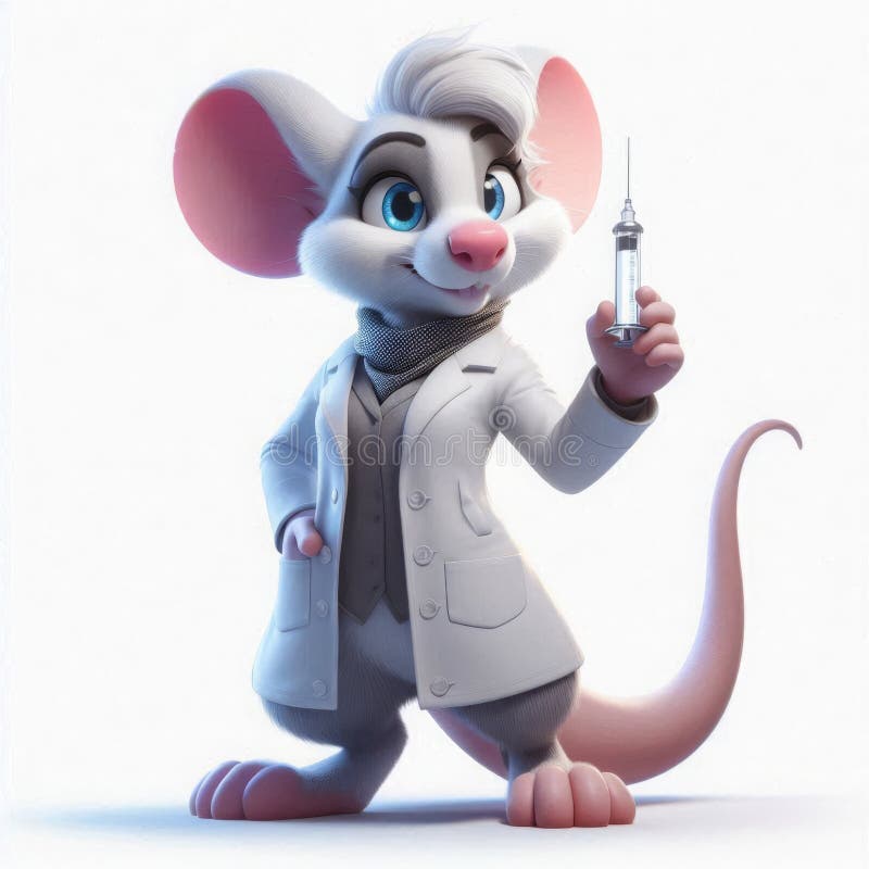 Mouse in White Research Outfit Stock Illustration - Illustration of ...