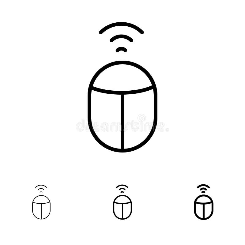Mouse, Wifi, Computer Bold and Thin Black Line Icon Set Stock Vector ...