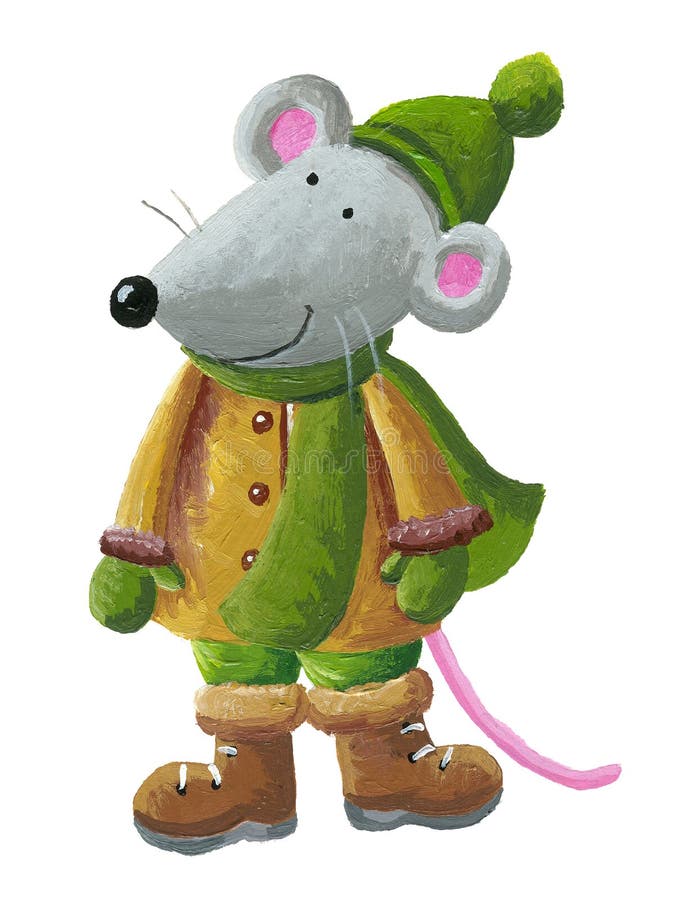 Mouse in winter clothes stock illustration. Illustration of gray - 25064863