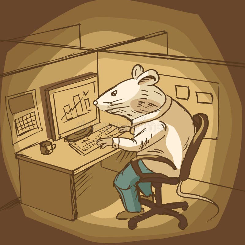 Mouse Work at Office Cartoon Vector Illustration Stock Vector ...