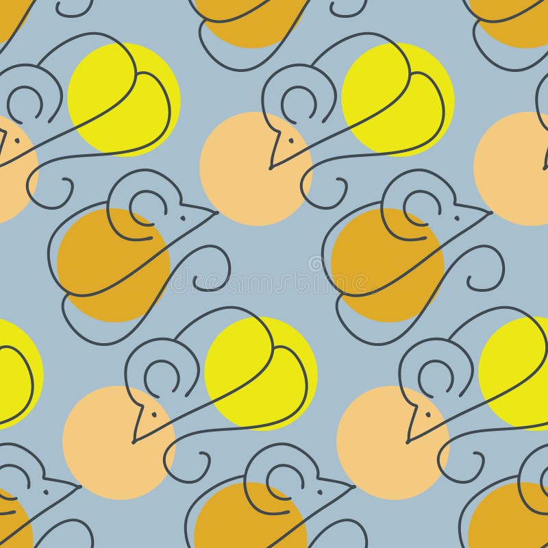 Mouse and Yellow Circle Seamless Pattern. Design for Fabric, Textile ...