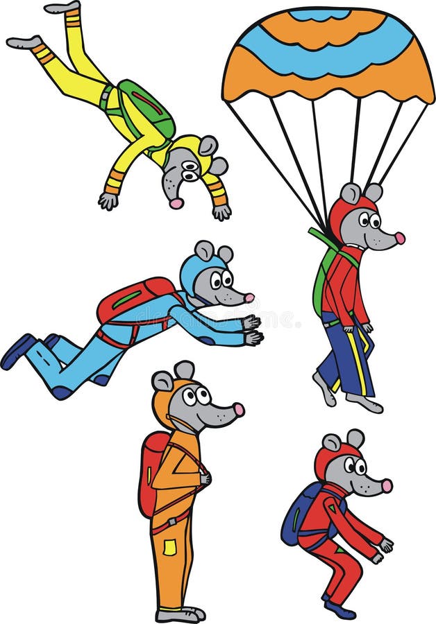 Mouses skydivers stock vector. Illustration of parachute - 36270578