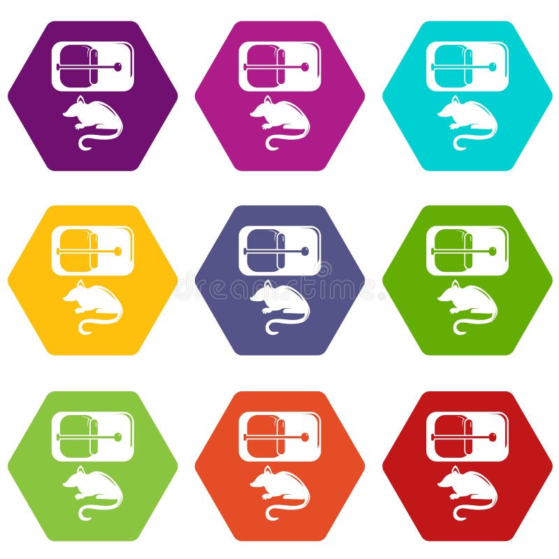 Mousetrap Icons Set 9 Vector Stock Vector - Illustration of cute ...