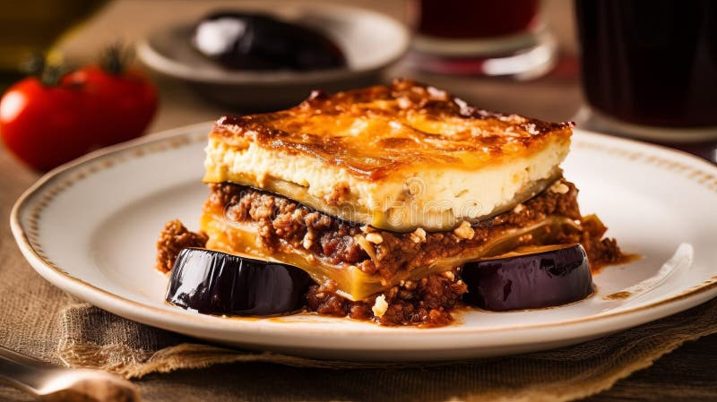 Moussaka Traditional Greek Dish. Generative AI Stock Image - Image of ...