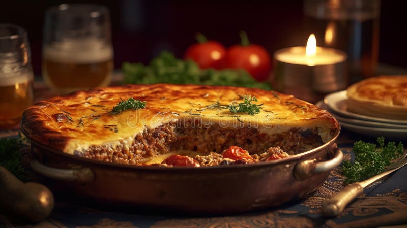 Moussaka Traditional Greek Dish. Generative AI Stock Photo - Image of ...