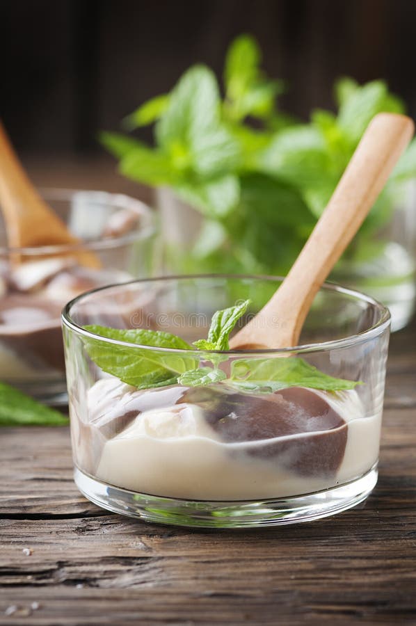 Mousse with Cream and Chocolate Stock Photo - Image of gourmet, sugar ...