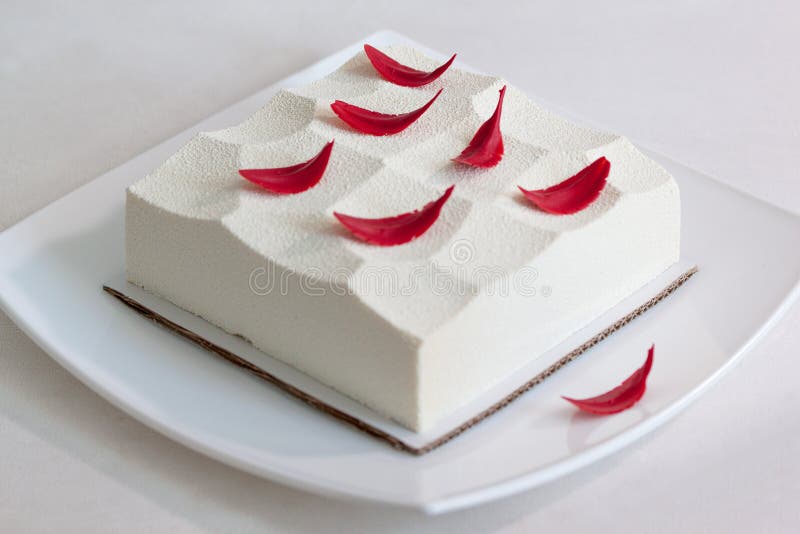 Mousse with Tonquin Bean, Praline and Raspberry. Stock Image - Image of ...