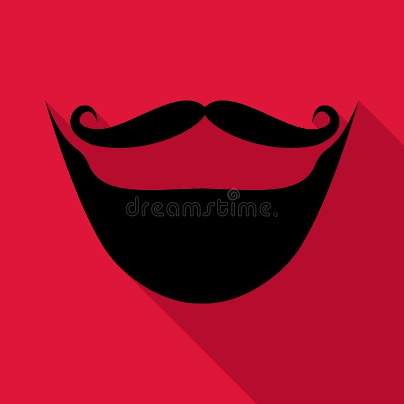Moustache and Beard Icon, Flat Style Stock Vector - Illustration of ...