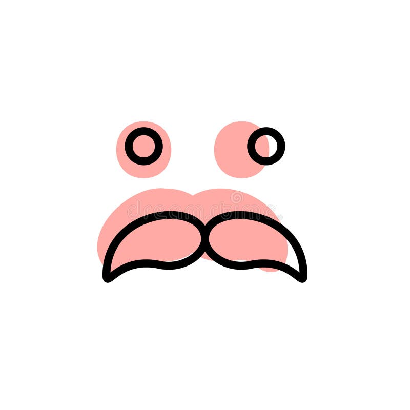 Moustache, Face with Color Shadow Vector Icon in Emotion Set Stock ...