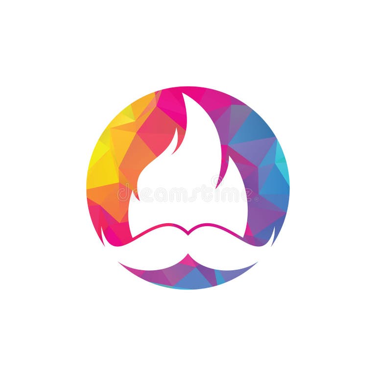 Moustache Fire Vector Logo Design Template. Stock Vector - Illustration ...