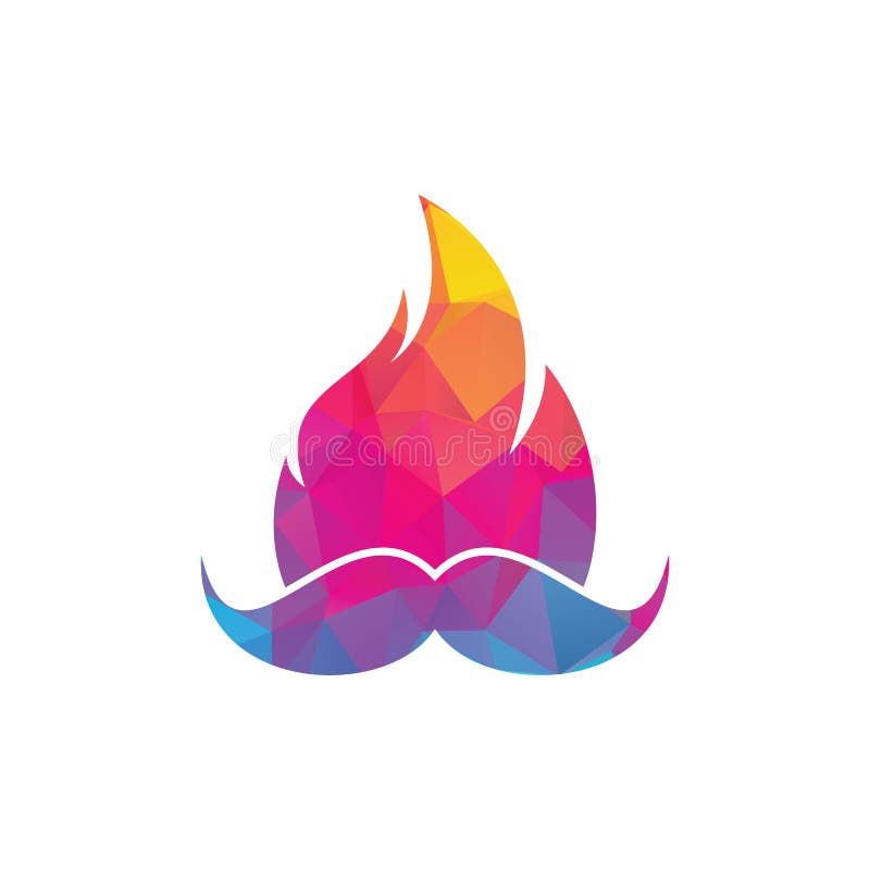 Moustache Fire Vector Logo Design Template. Stock Vector - Illustration ...