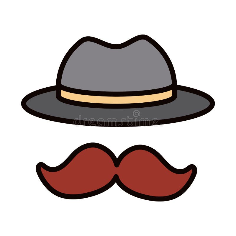 Moustache and Hat Accessory Celebration Line and Fill Icon Stock Vector ...