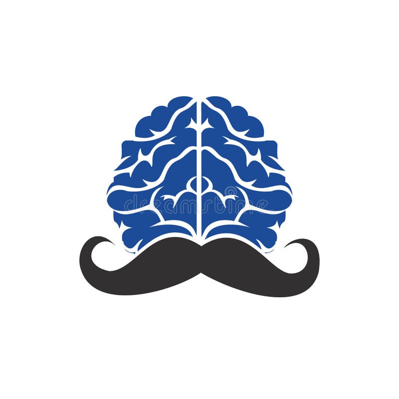 Moustache Mind Vector Logo Design Template. Stock Vector - Illustration ...