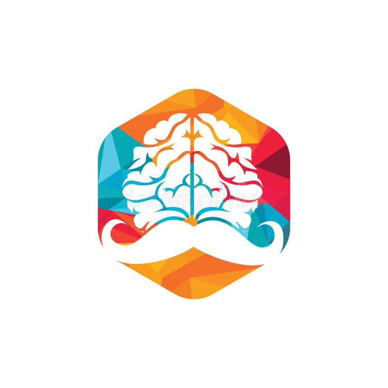 Moustache Mind Vector Logo Design Template. Stock Vector - Illustration ...