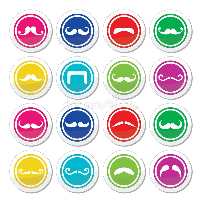 Moustache Icons Isolated Set Stock Illustration - Illustration of black ...
